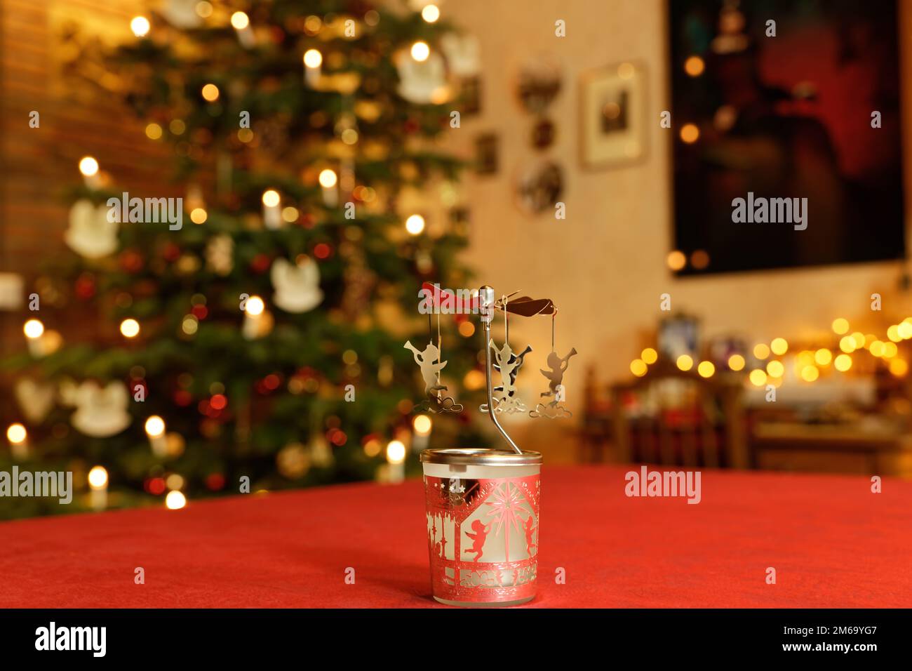 Christmas Angel Carousel Lantern Decoration Object in Front of ...