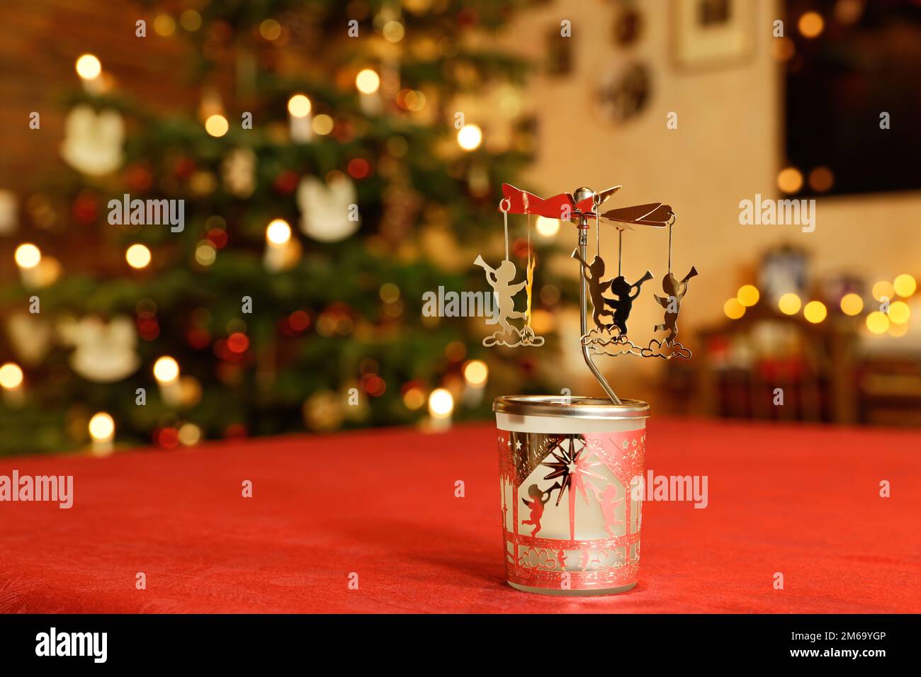 Christmas Table Decoration Object with Angel Carousel Lantern Stock ...