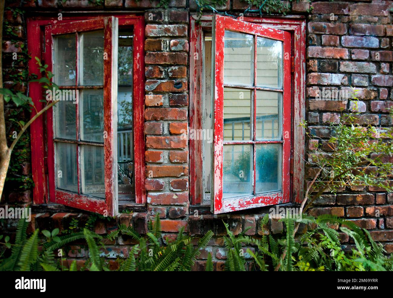 exterior of open window in garden Stock Photo - Alamy