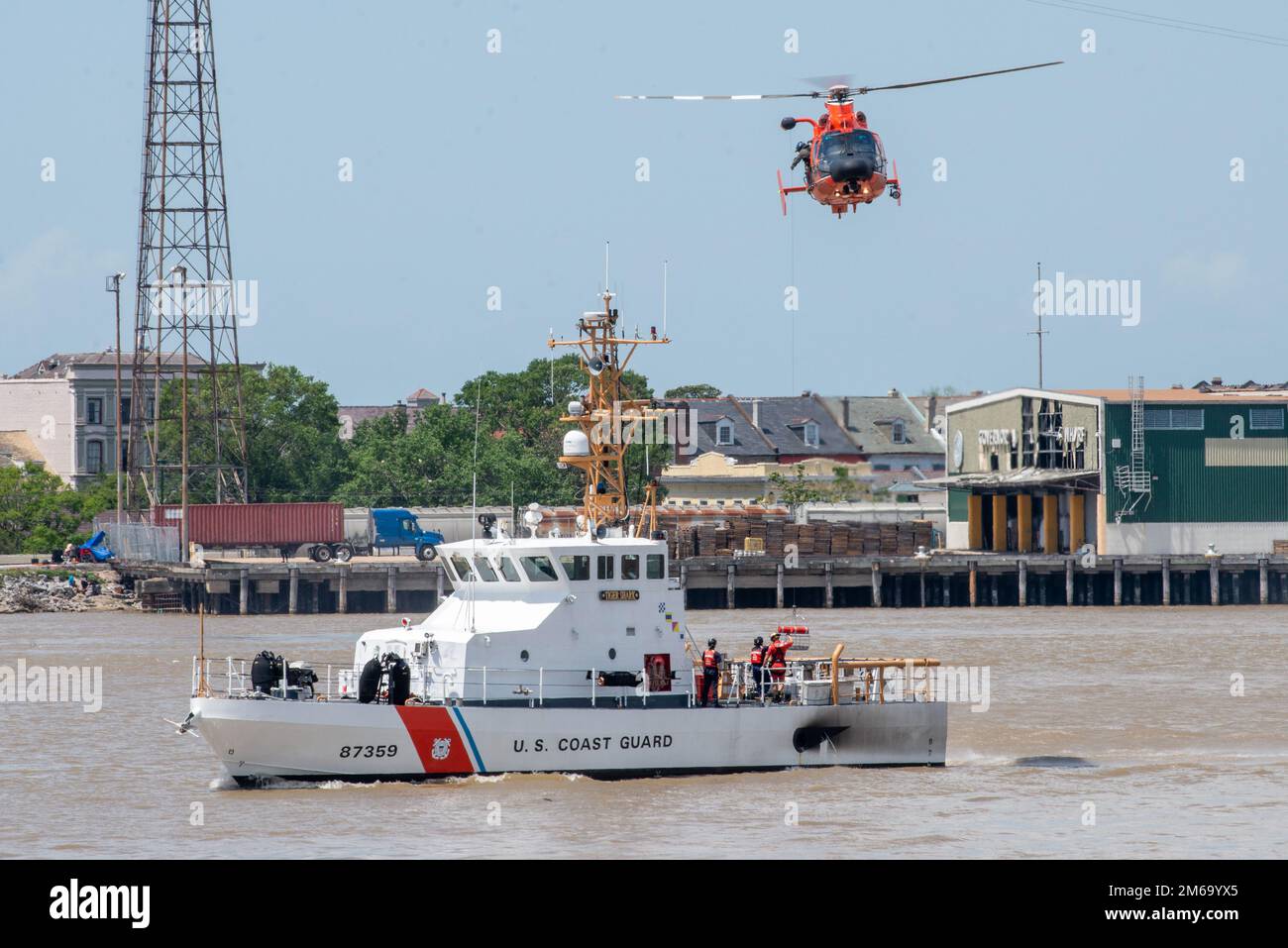 Coast Guard Air Station New Orleans MH-65 Dolphin helicopter and Coast ...