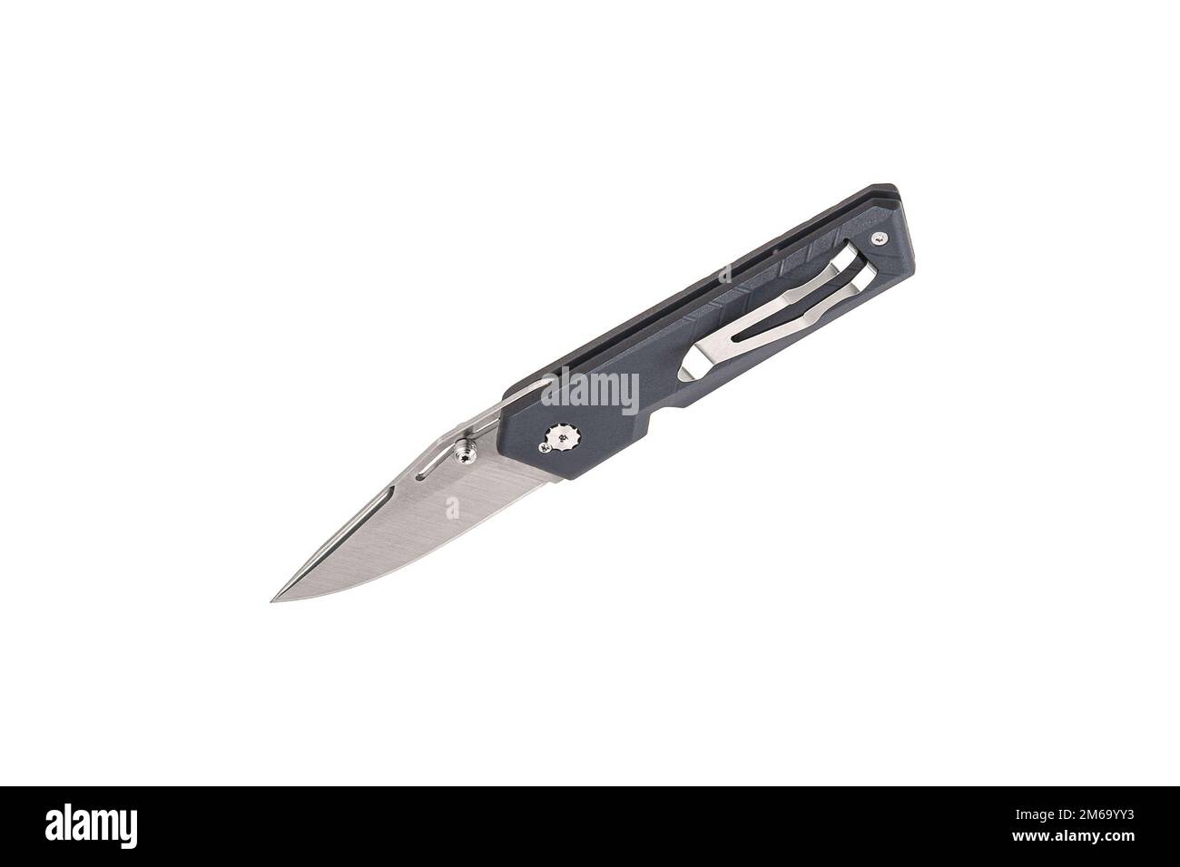 Pocket folding knife. Compact metal sharp knife with a folding blade ...
