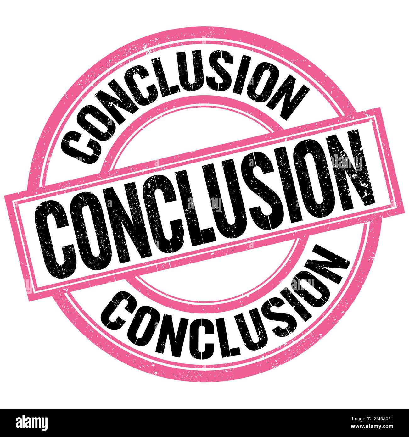 CONCLUSION text written on pink-black round stamp sign Stock Photo - Alamy