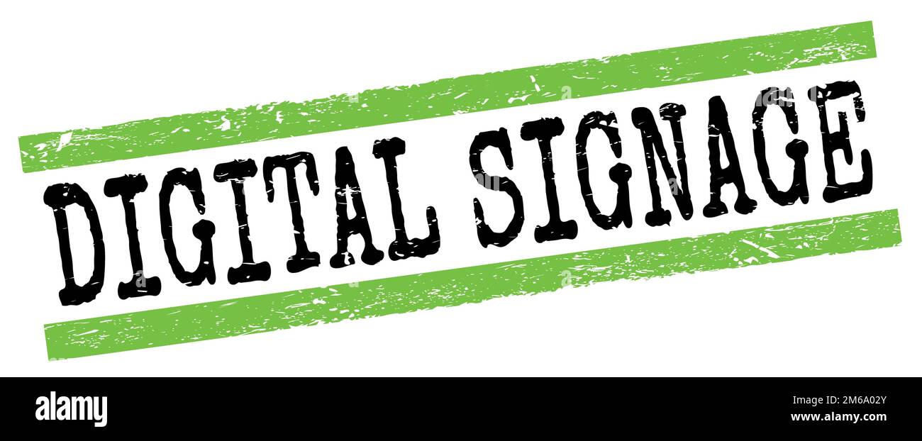 DIGITAL SIGNAGE text written on green-black grungy lines stamp sign ...