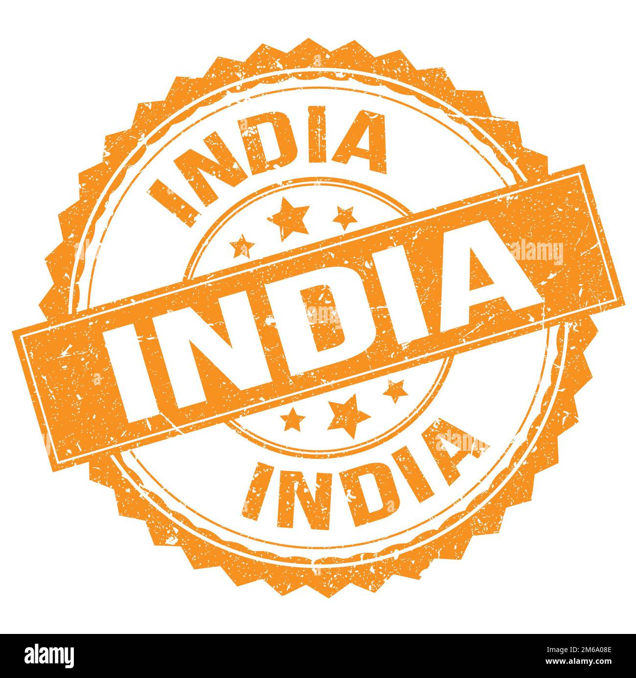 INDIA text written on orange round stamp sign Stock Photo - Alamy