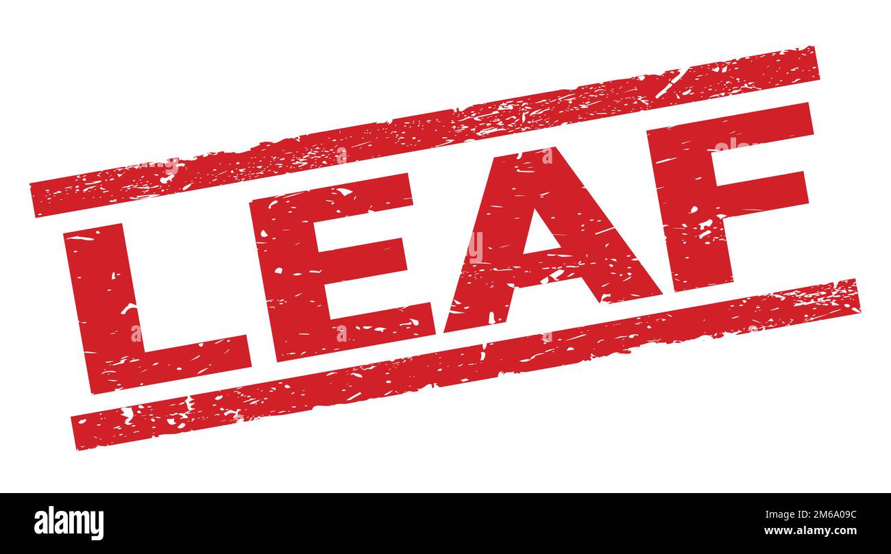 LEAF text written on red rectangle stamp sign Stock Photo - Alamy