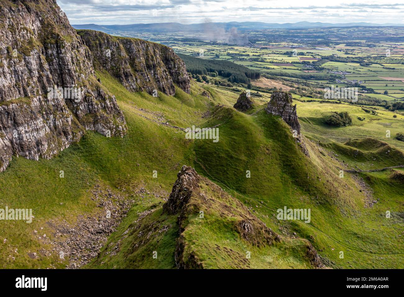 The beautiful Binevenagh mountain near Limavady in Northern Ireland ...