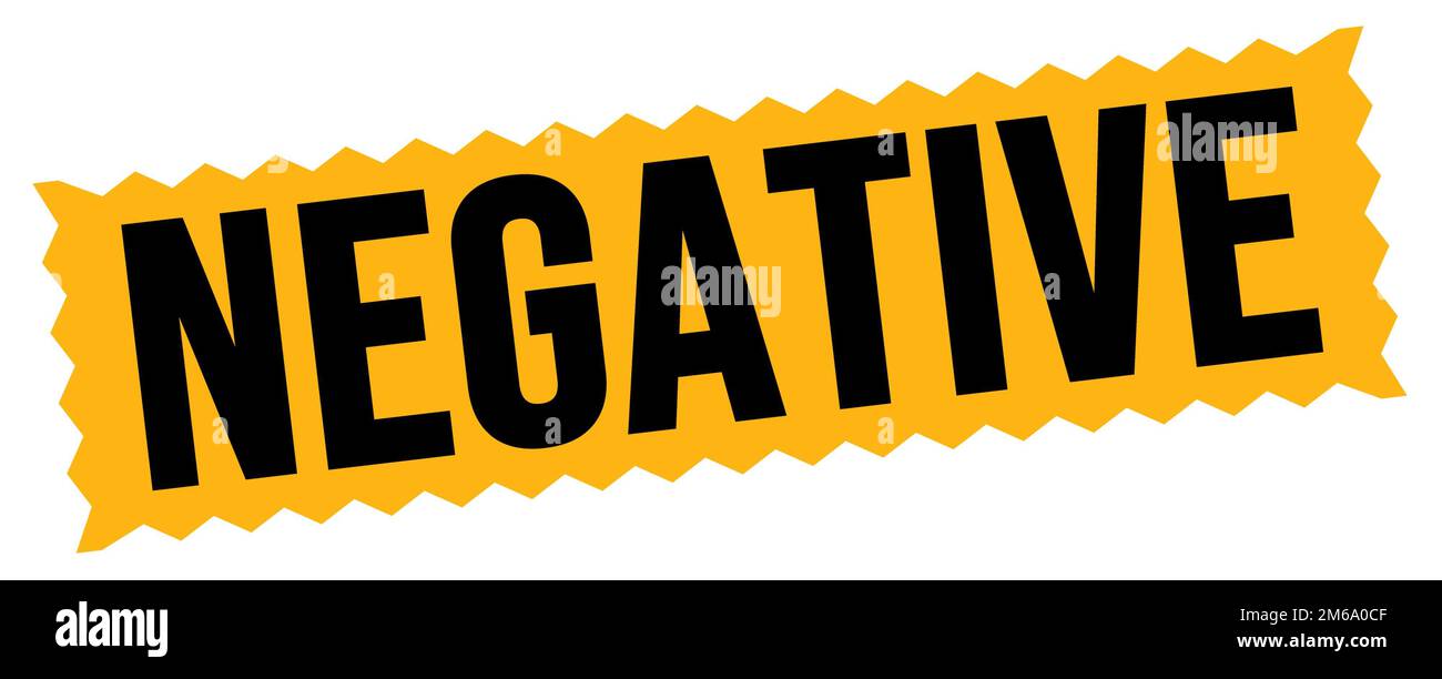 NEGATIVE text written on orange-black zig-zag stamp sign Stock Photo ...