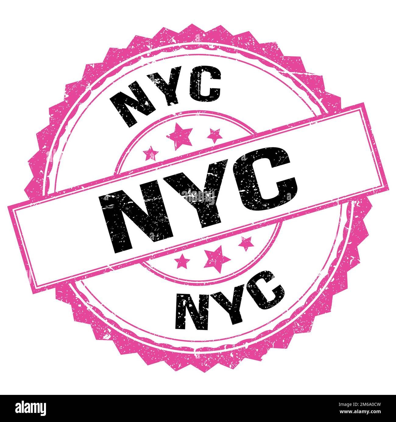 NYC text written on pink-black round stamp sign Stock Photo - Alamy