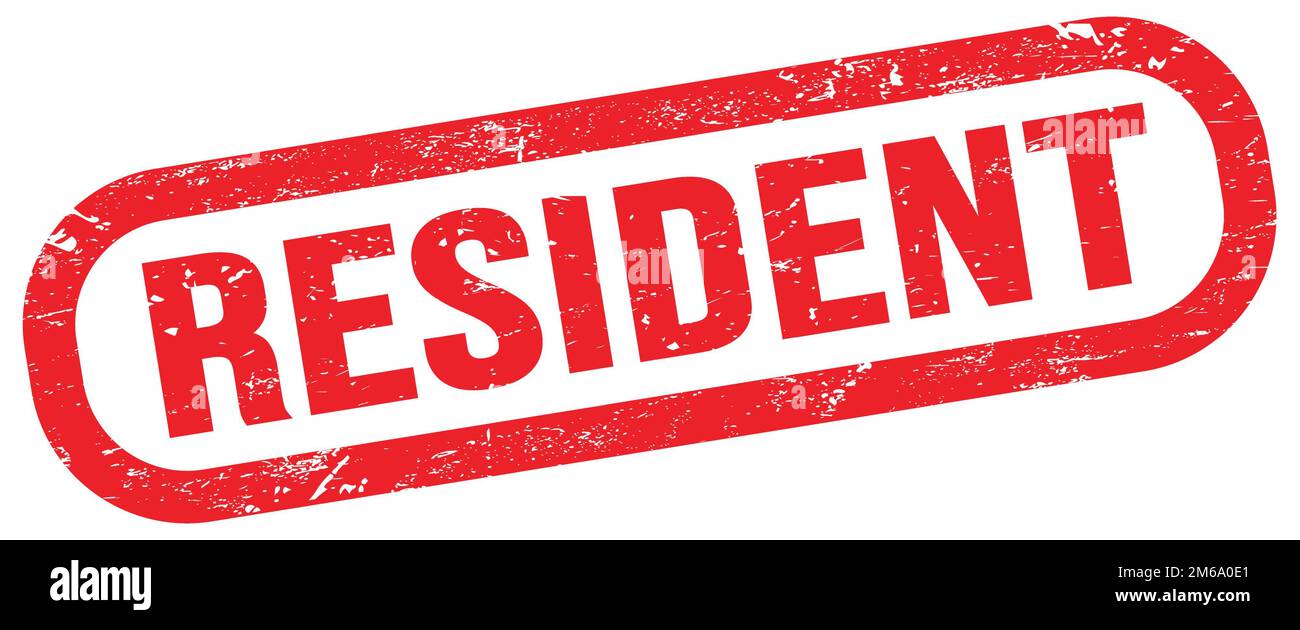 RESIDENT, text on red rectangle stamp sign Stock Photo - Alamy