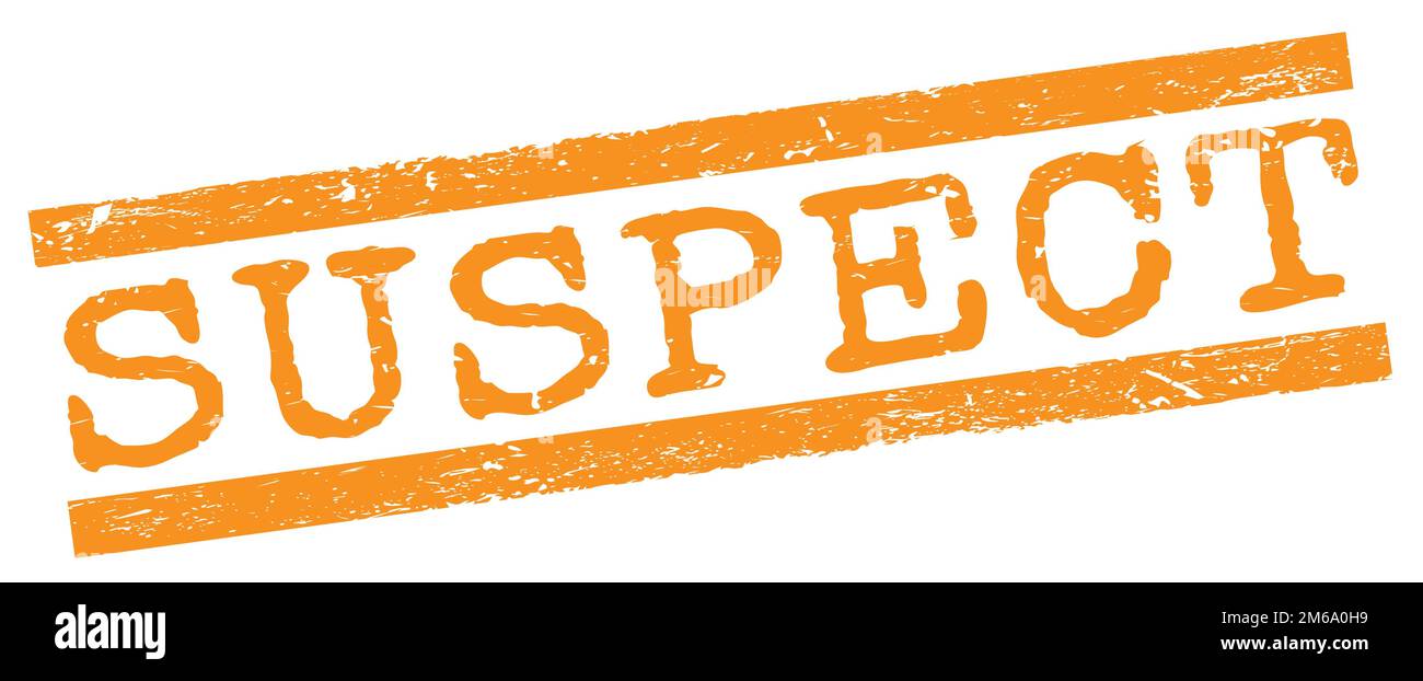 SUSPECT text written on orange grungy lines stamp sign Stock Photo - Alamy