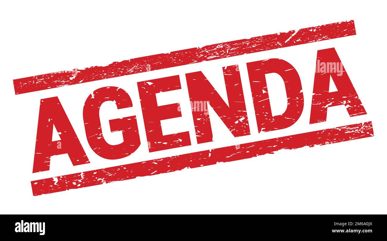AGENDA text written on red rectangle stamp sign Stock Photo - Alamy