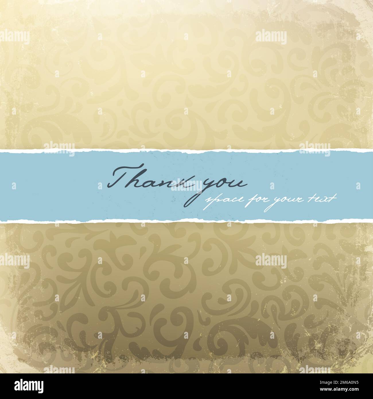 Retro golden decorative card with thank you sample text Stock Photo - Alamy