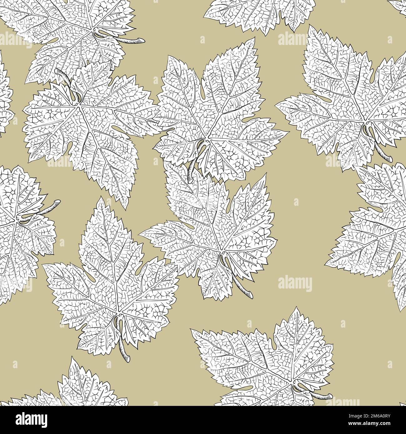 Grape leaves. Seamless pattern. Vector, eps8, easy editable Stock Photo ...
