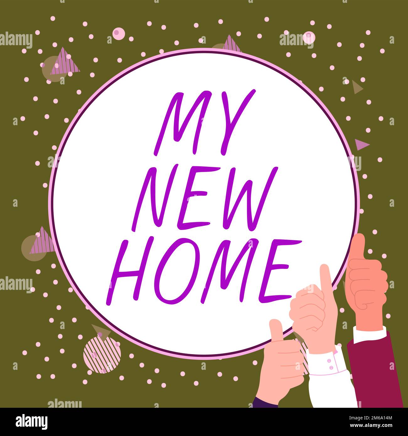 Sign displaying My New Home. Internet Concept Relocation moving to ...