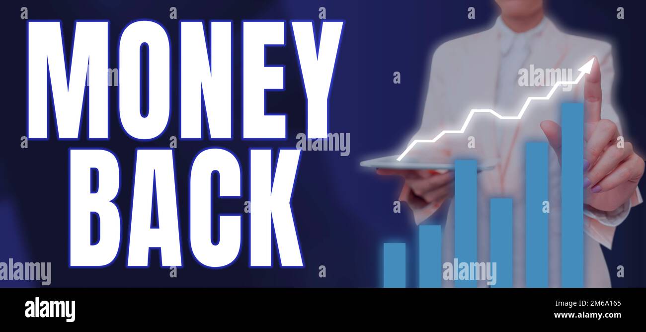 Text sign showing Money Back. Business showcase get what you paid in ...