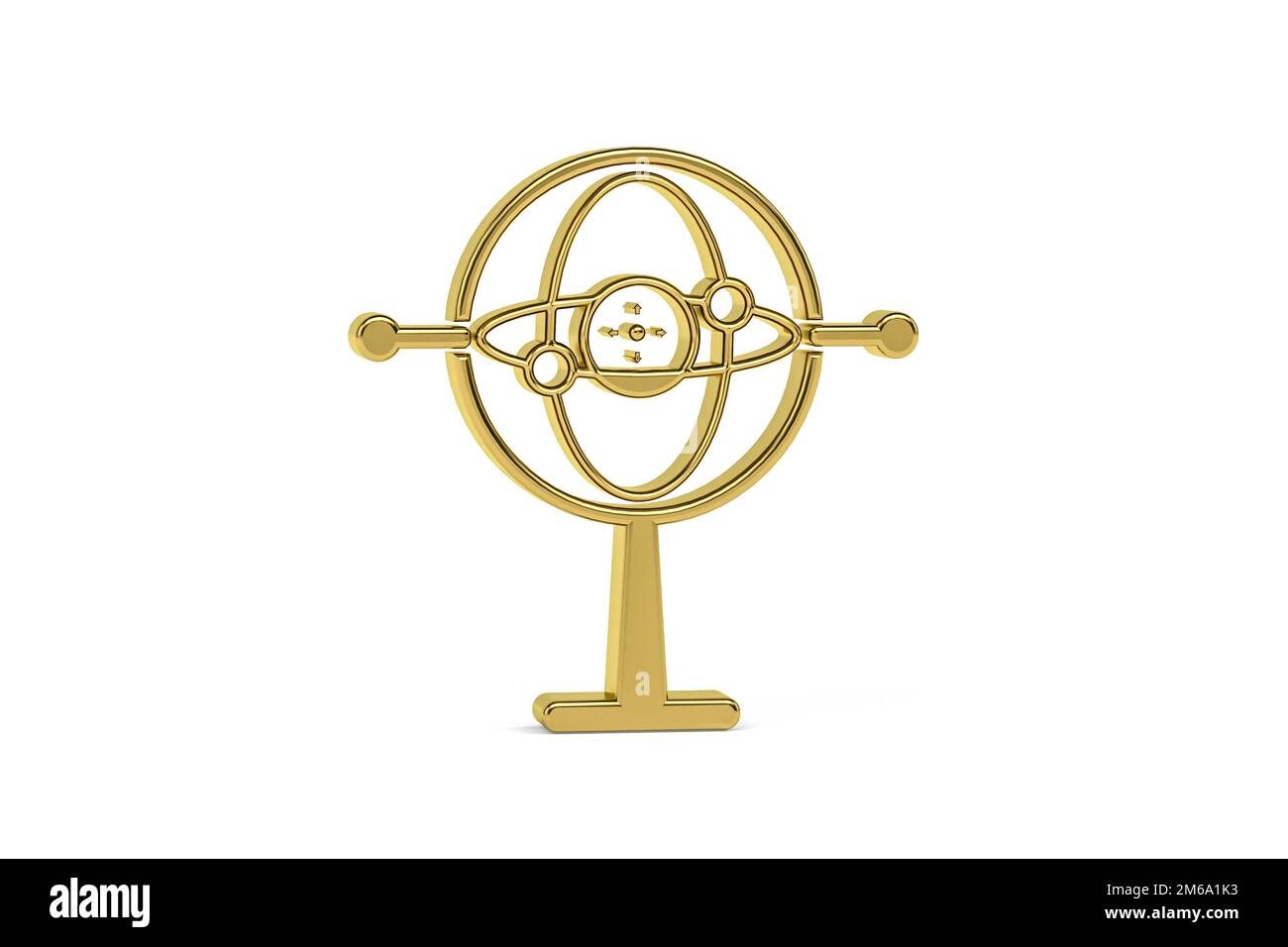 Golden 3d gyroscope icon isolated on white background - 3d render Stock ...