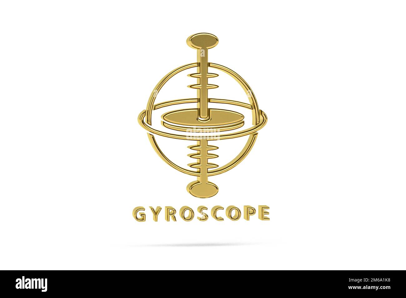 Golden 3d gyroscope icon isolated on white background - 3d render Stock ...