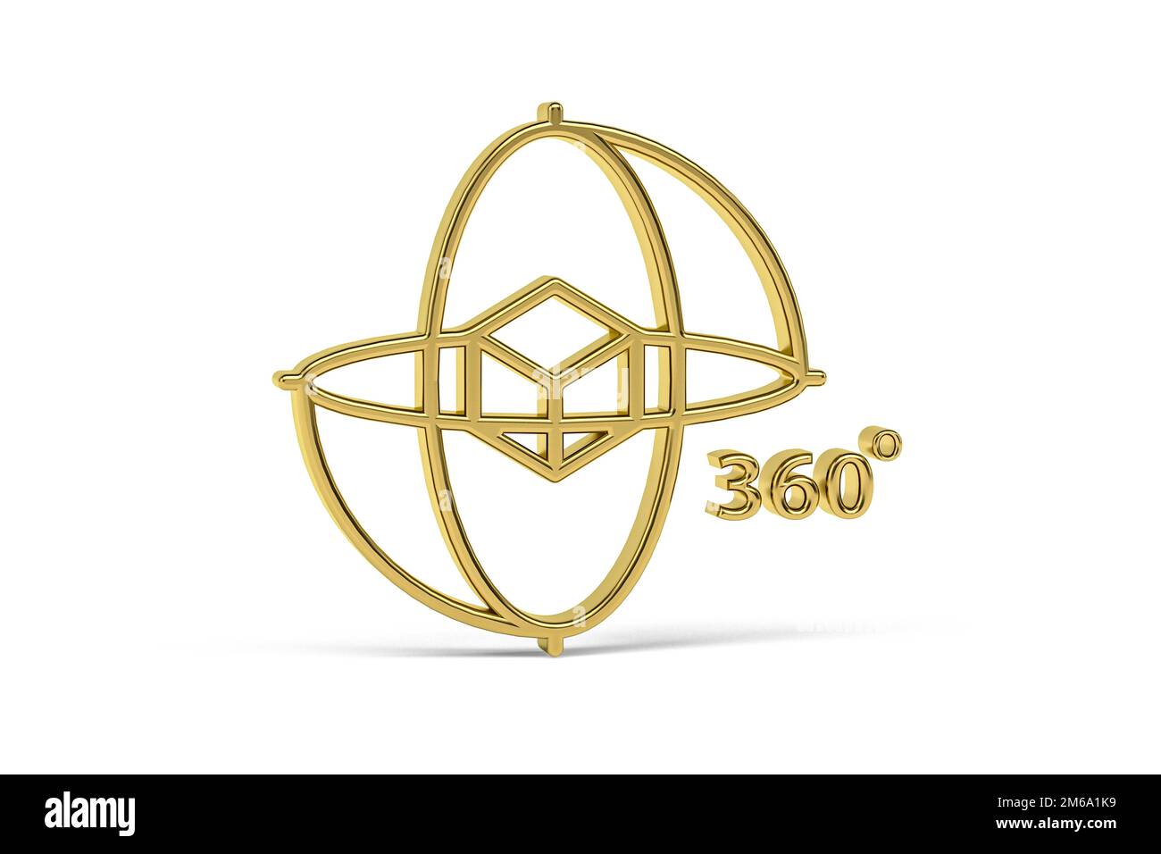 Golden 3d gyroscope icon isolated on white background - 3d render Stock ...