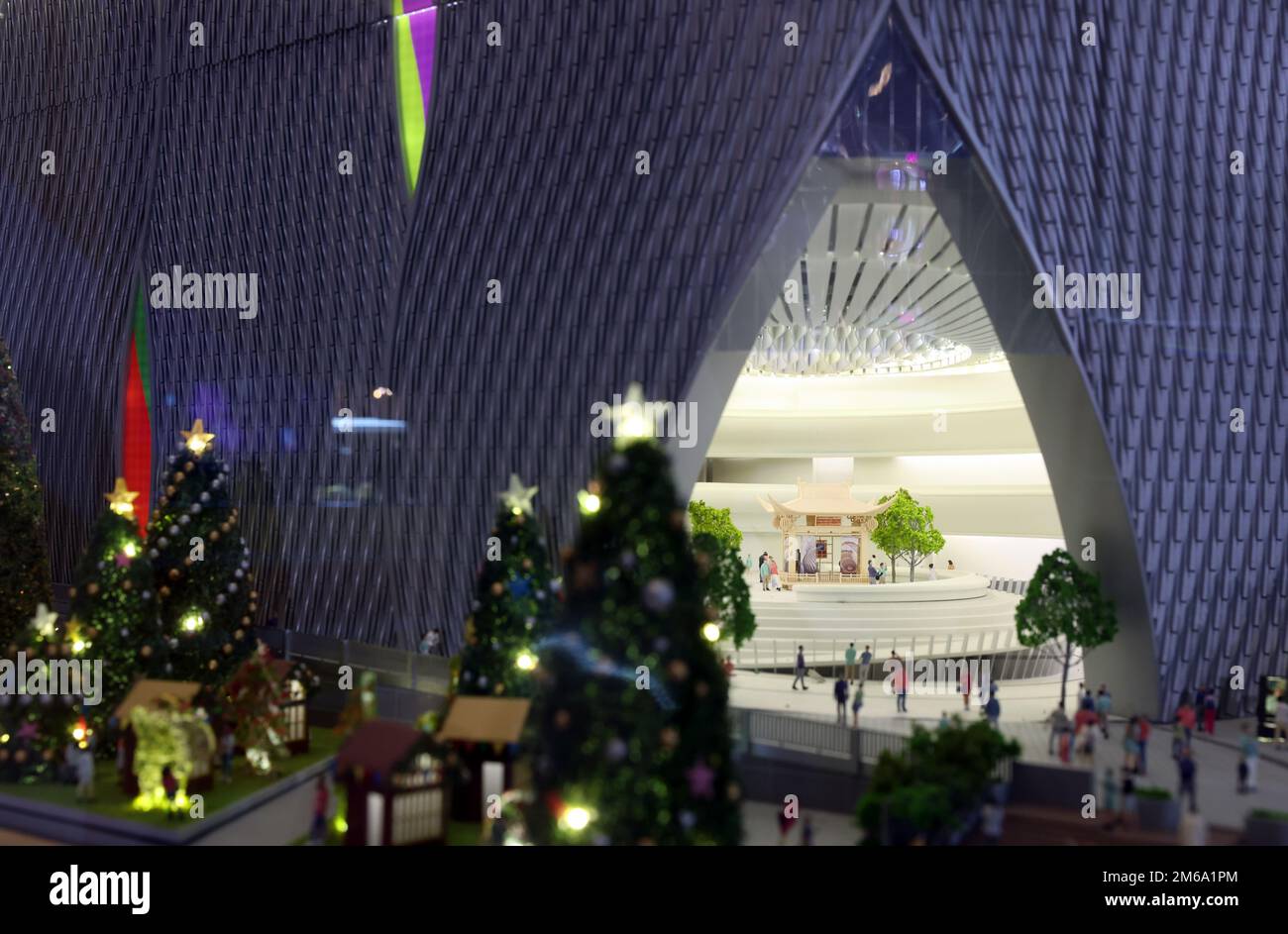 A miniature model showcasing Xiqu Centre is seen during HHur Hong Kong ...