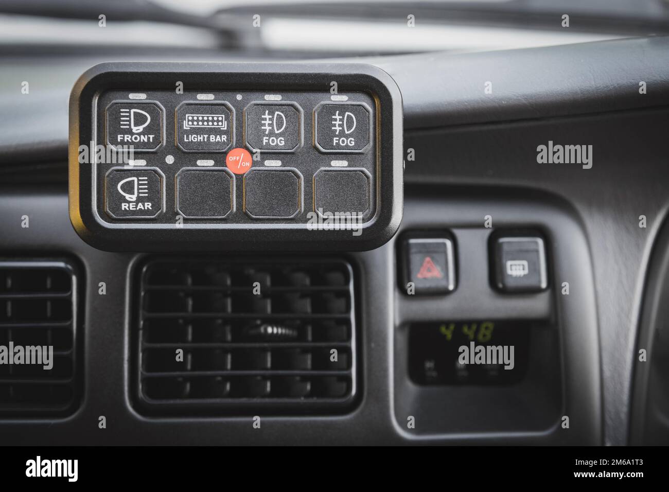Third-party control panel in the car interior to control external ...