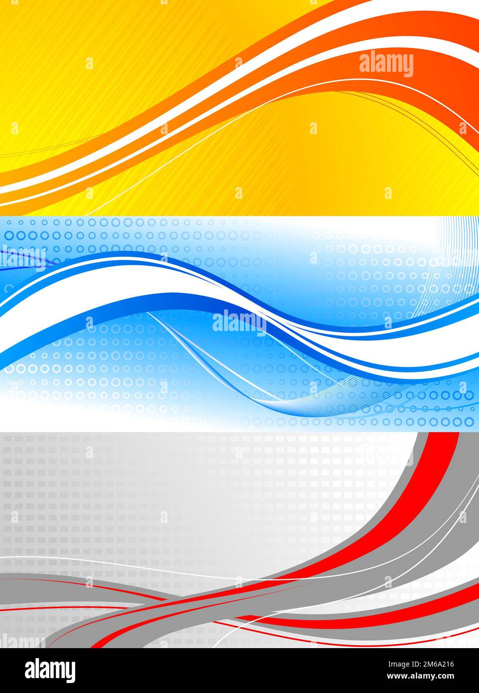 Set of colourful banners: waves on bright backgrou Stock Photo - Alamy