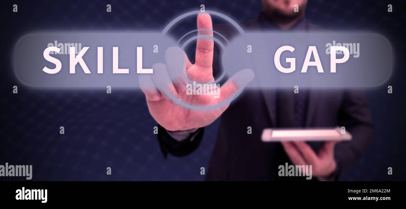 Text showing inspiration Skill Gap. Business concept Refering to a ...