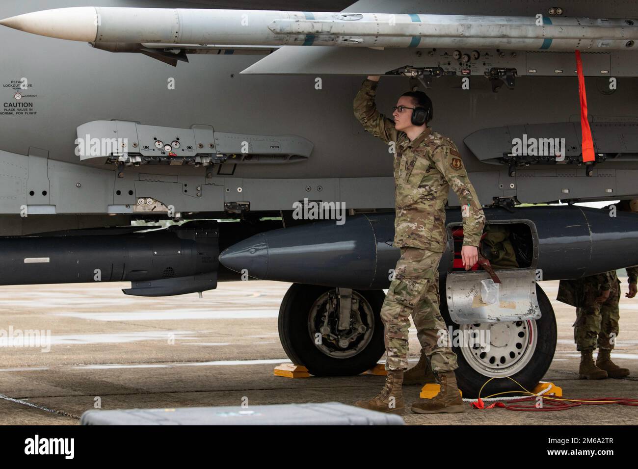 U.S. Air Force member of the 96th Maintenance Squadron conducts post ...