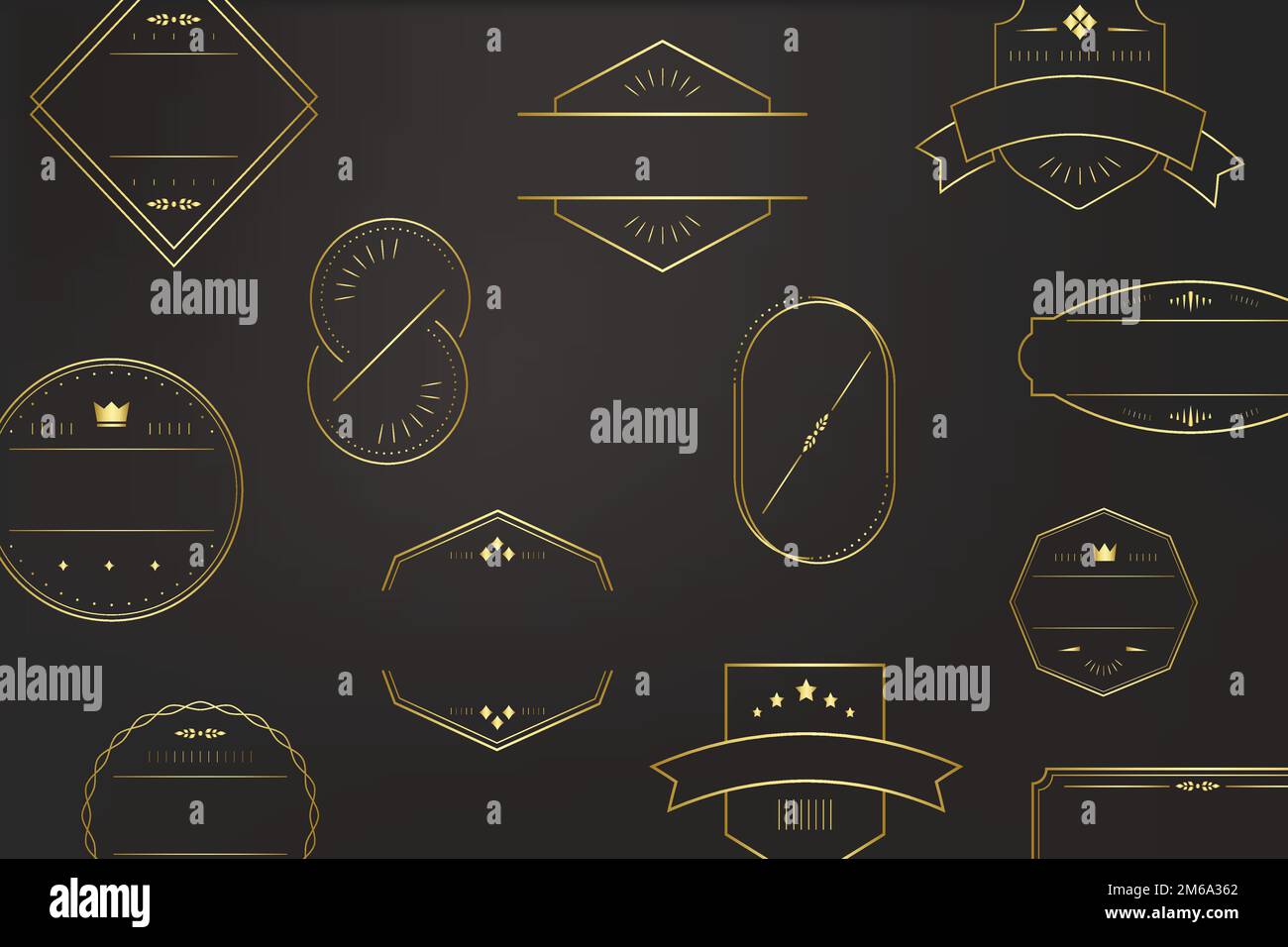 Gold badges on black background vector collection Stock Vector Image ...