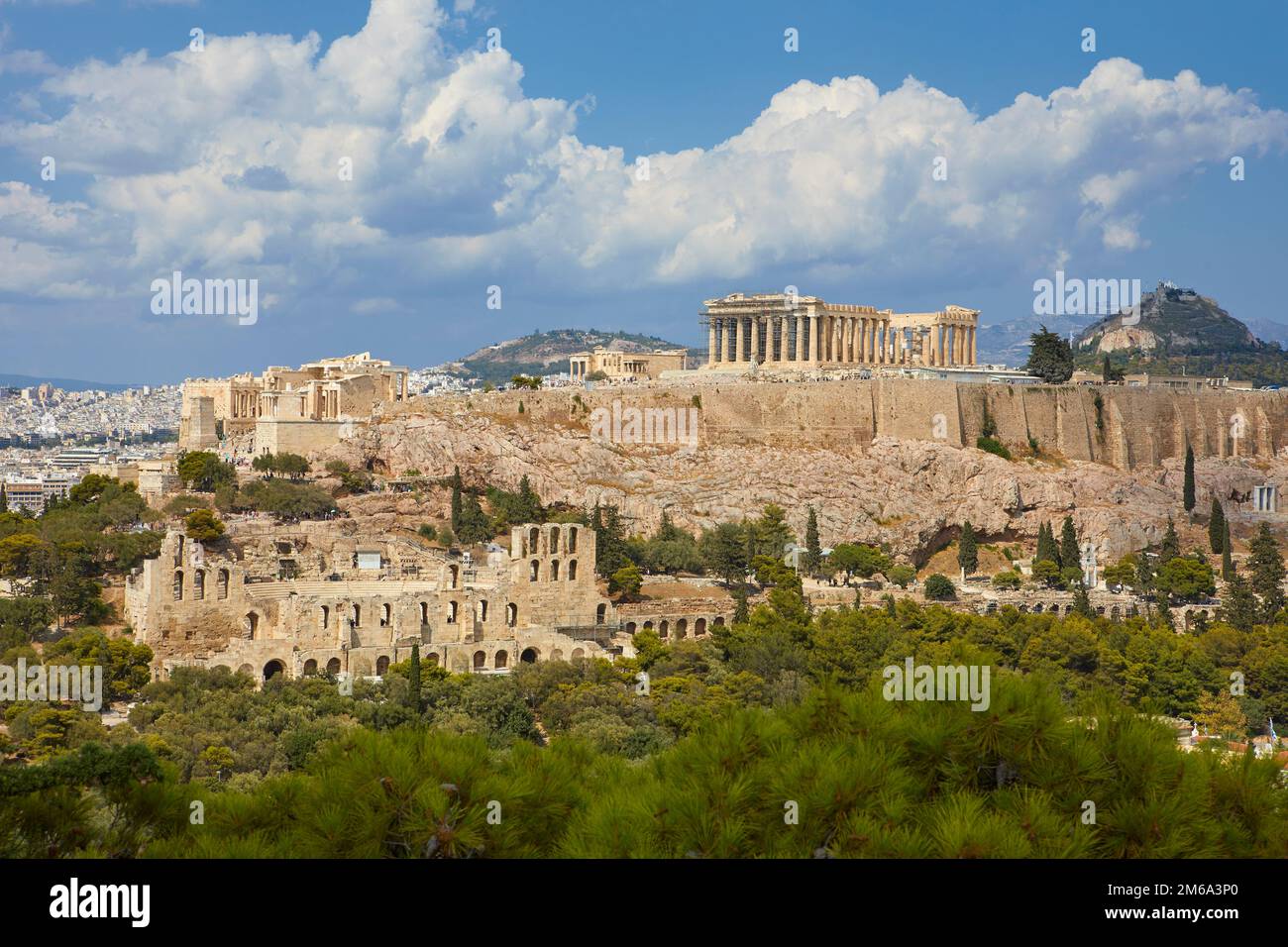 The Parthenon, the Theatre of Dionysus and the Acropolis, Athens ...
