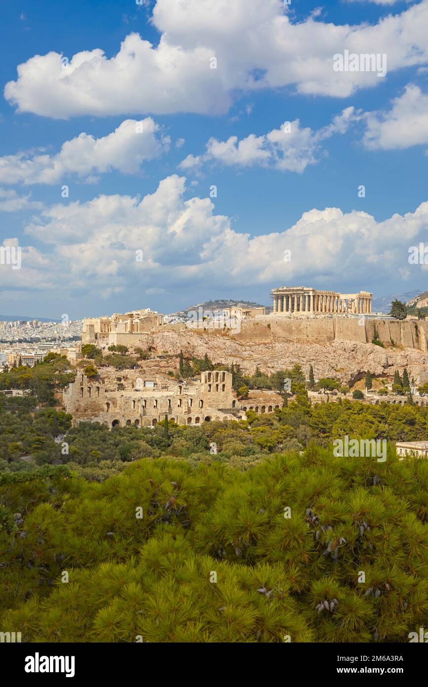 The Parthenon, the Theatre of Dionysus and the Acropolis, Athens ...