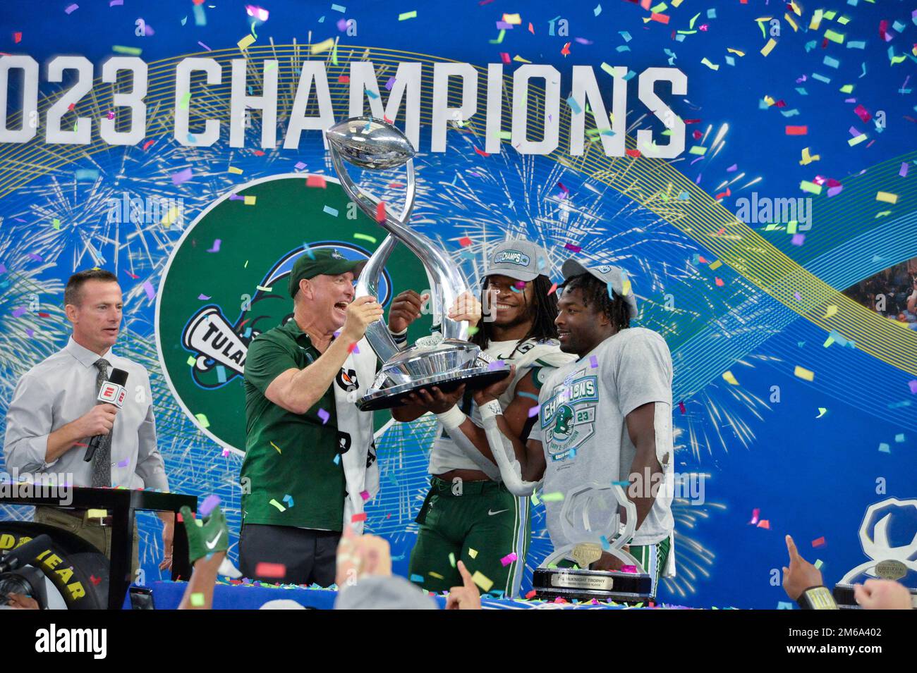 Broken Arrow, Oklahoma, USA. 2nd Jan, 2023. Tulane Green Wave Head ...