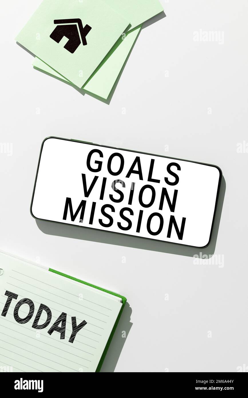 Writing displaying text Goals Vision Mission. Business concept ...