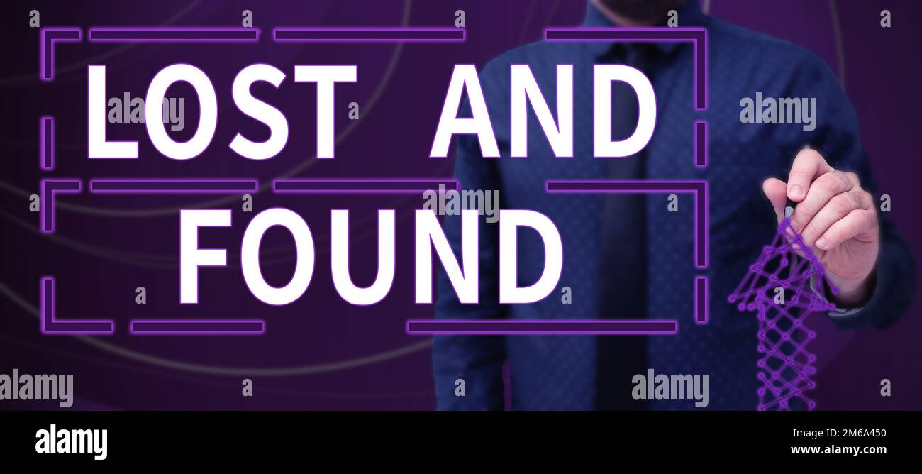 Text showing inspiration Lost And Found. Word Written on Place where ...