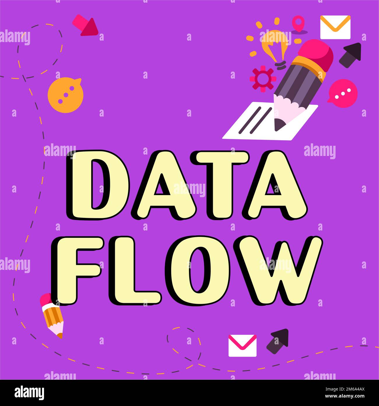 Sign displaying Data Flow. Conceptual photo the movement of data through a system comprised of ...