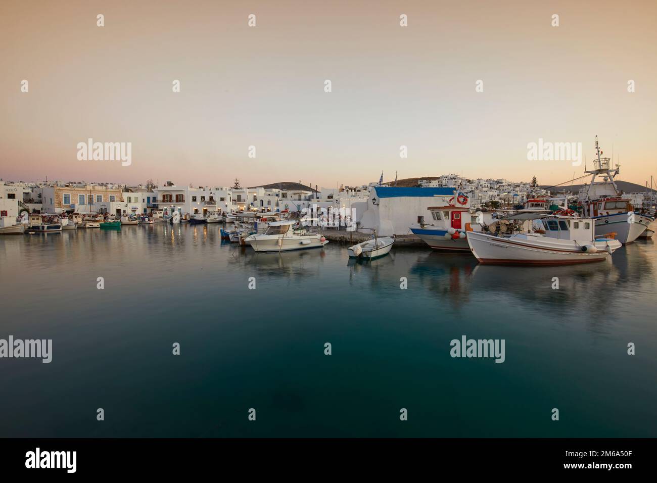 The little port of Naousa village in Paros, Cyclades, Greece Stock ...