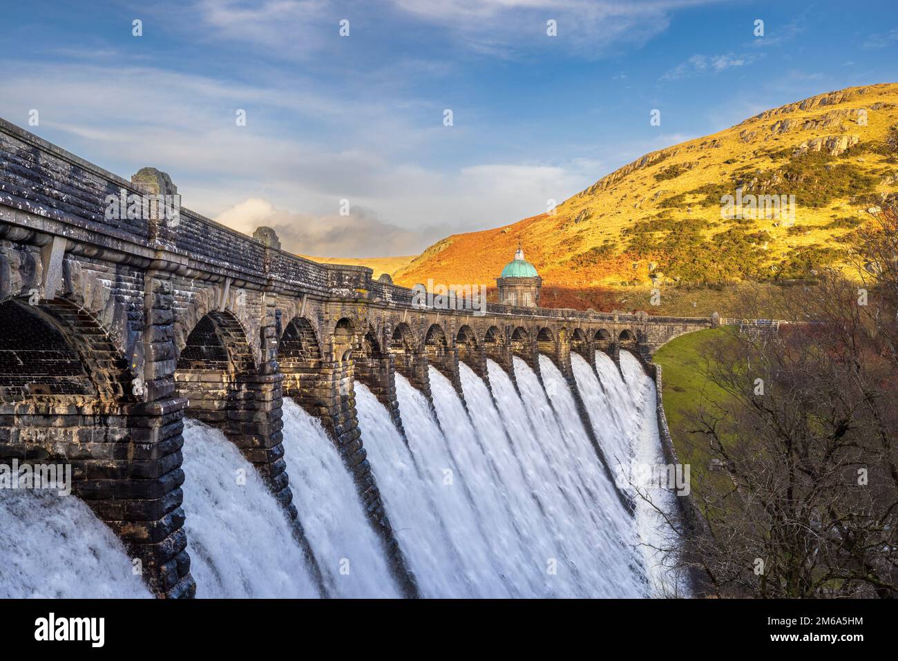 The Craig Goch Reservoir Dam in the Elan Valley, Powys, Wales Stock ...