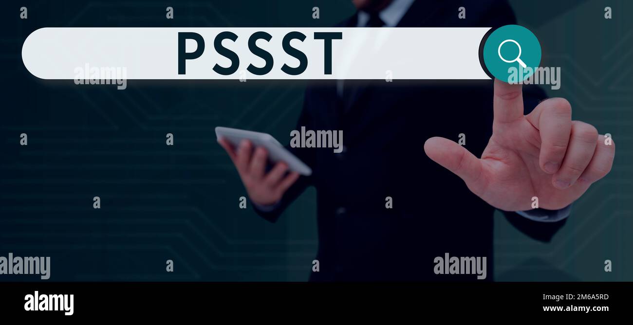 Hand writing sign Pssst. Internet Concept Expression Way to attract ...