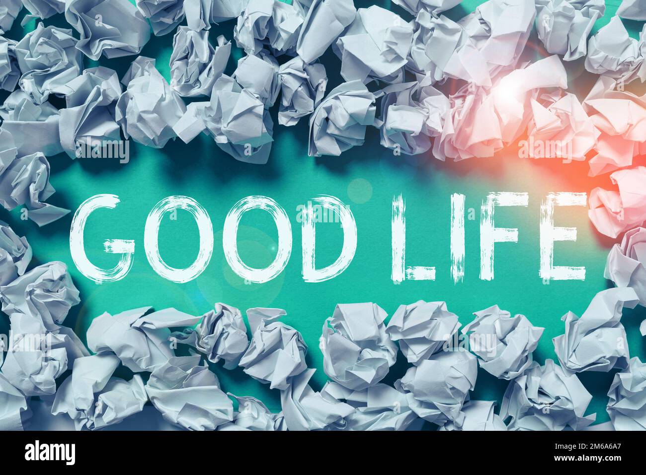 Conceptual caption Good Life. Concept meaning living in comfort and ...