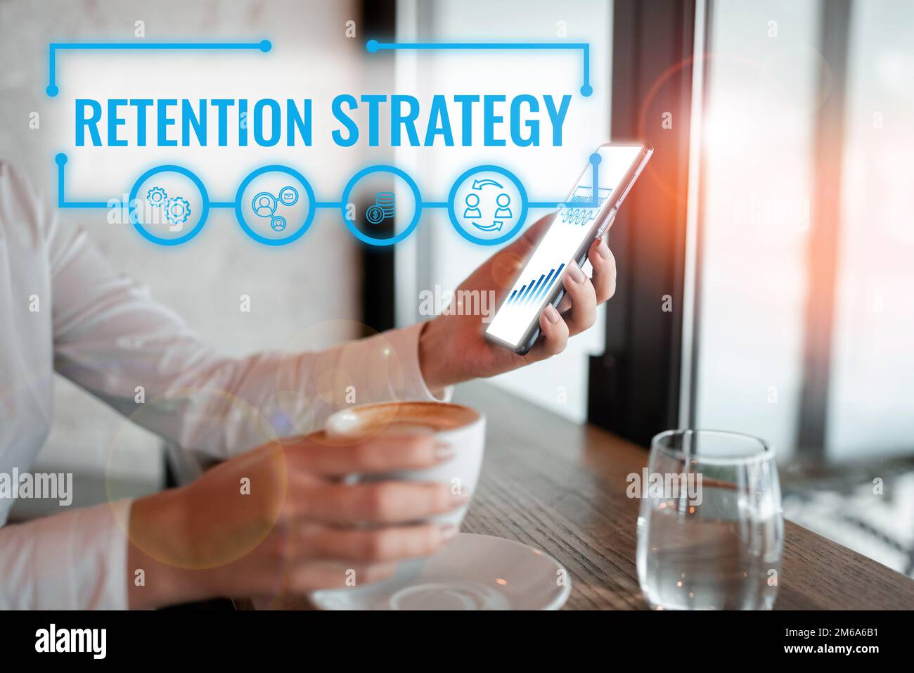 Hand writing sign Retention Strategy. Business showcase activities to ...