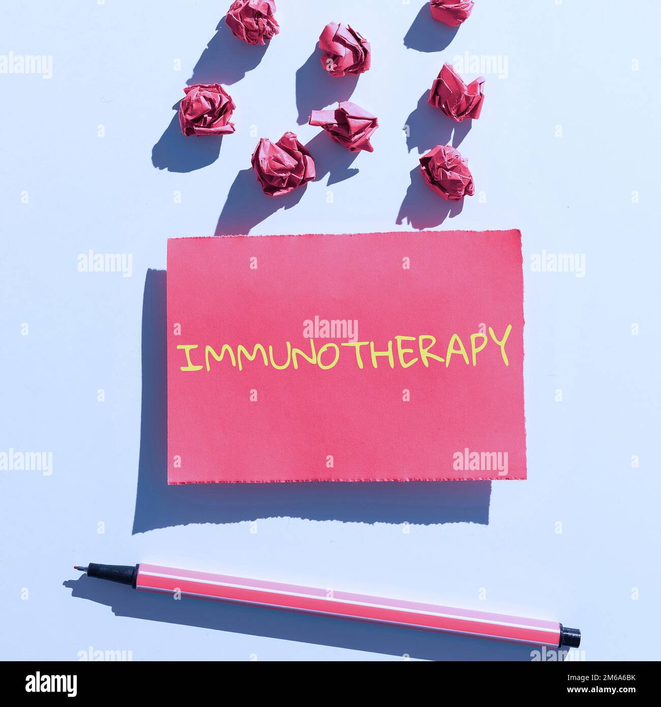 Text caption presenting Immunotherapy. Conceptual photo treatment or ...