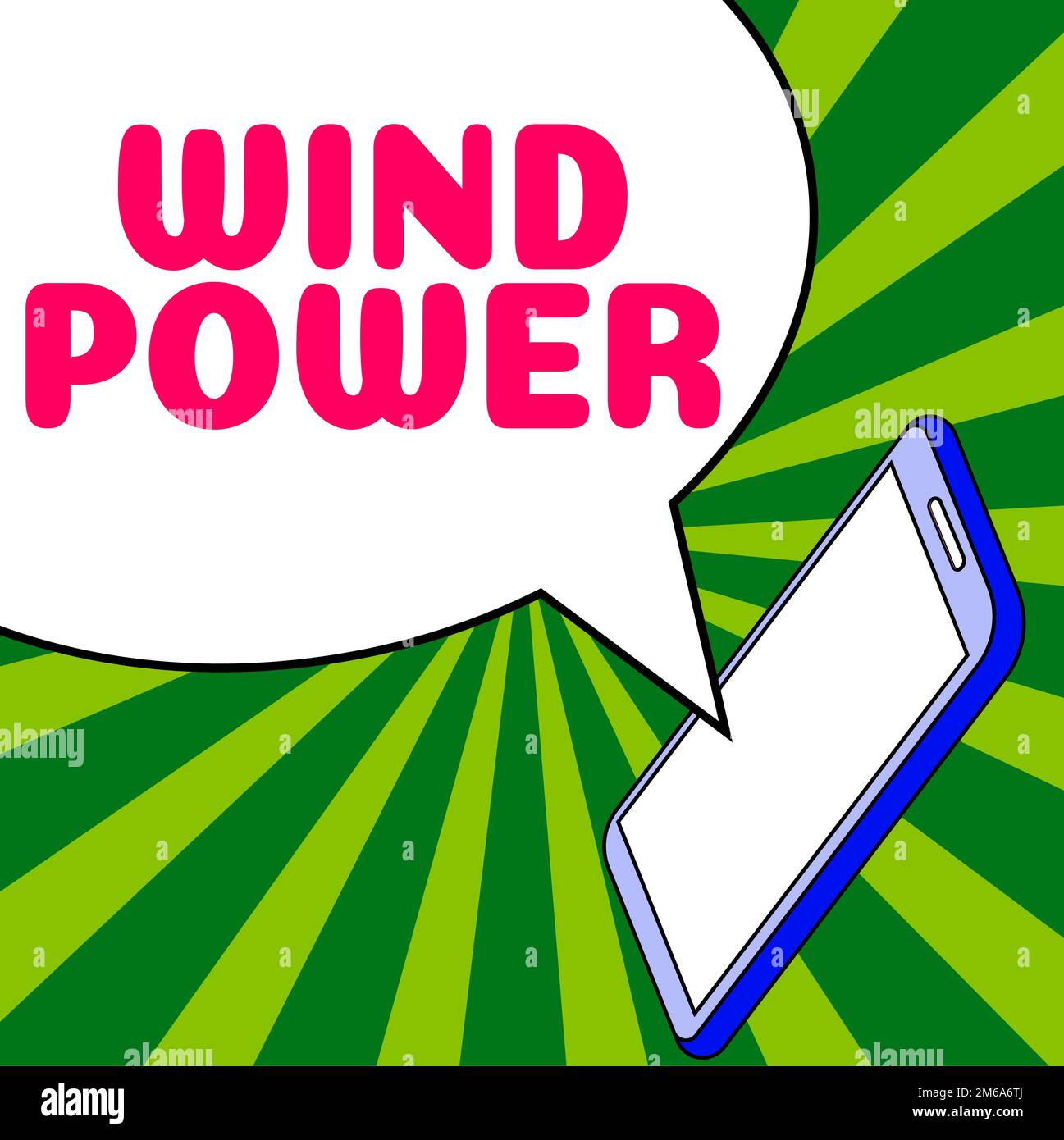 Text caption presenting Wind Power. Internet Concept use of air flow to ...
