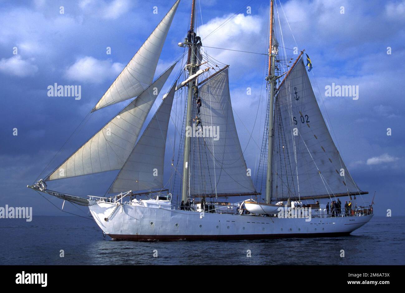 Swedish navy schooner Falken, Leith race start, 1995 Stock Photo - Alamy
