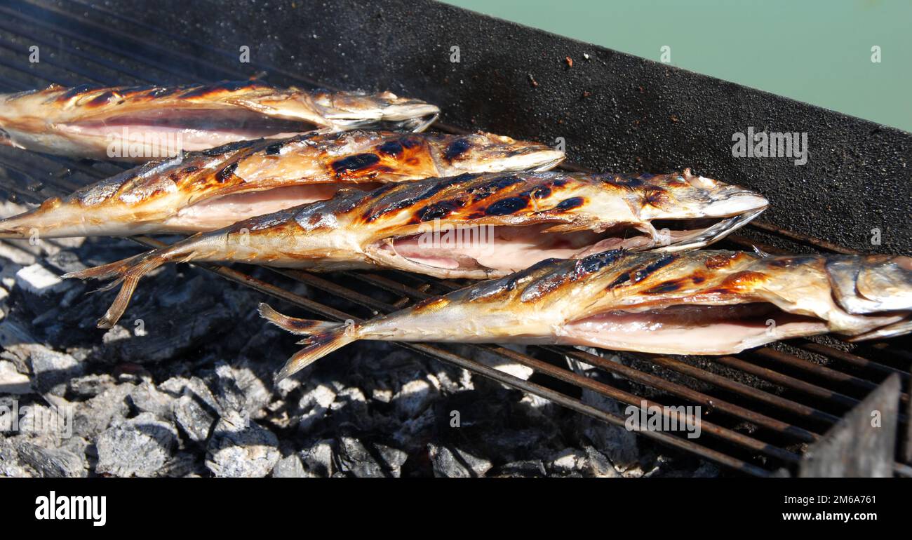 Grilled fish on barbecue Stock Photo - Alamy