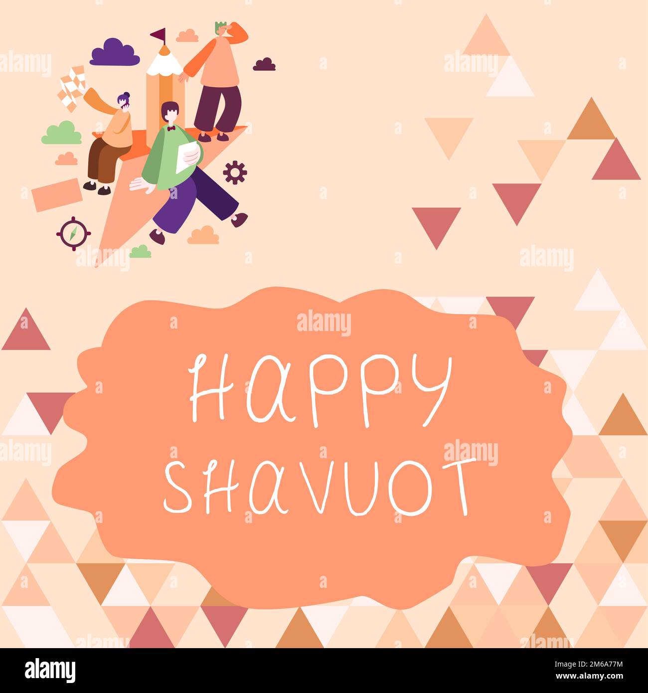 Text sign showing Happy Shavuot. Word for Jewish holiday commemorating ...
