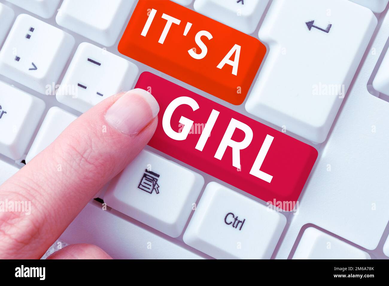 Hand writing sign It's A Girl. Word Written on Expecting a female baby ...