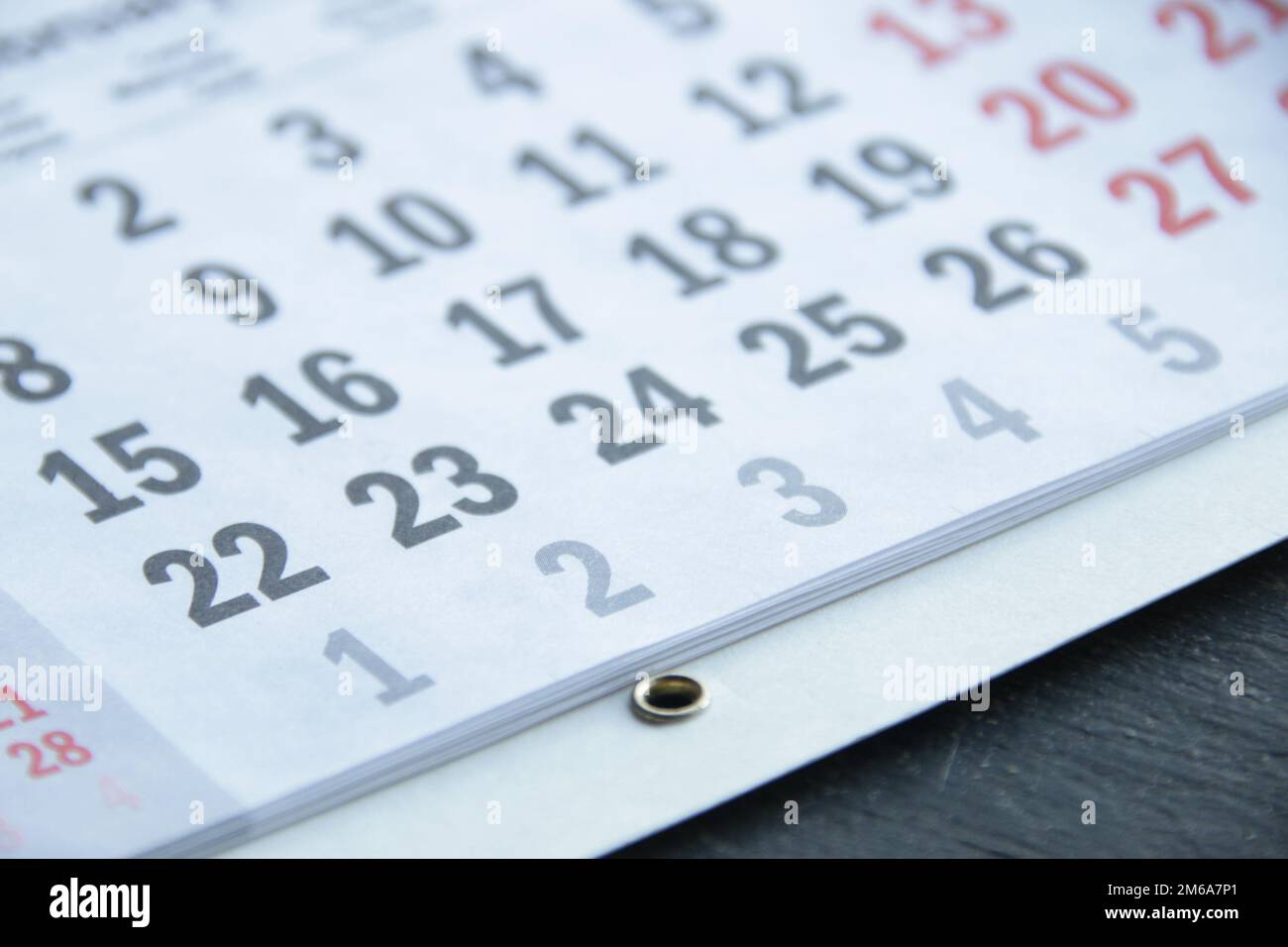 Calendar page with date. Calendar sheet Stock Photo - Alamy