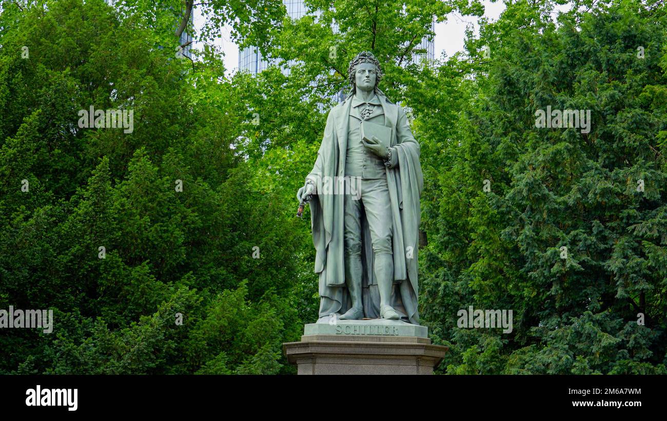 Schiller Statue in the city of Frankfurt - FRANKFURT, GERMANY - JULY 12 ...