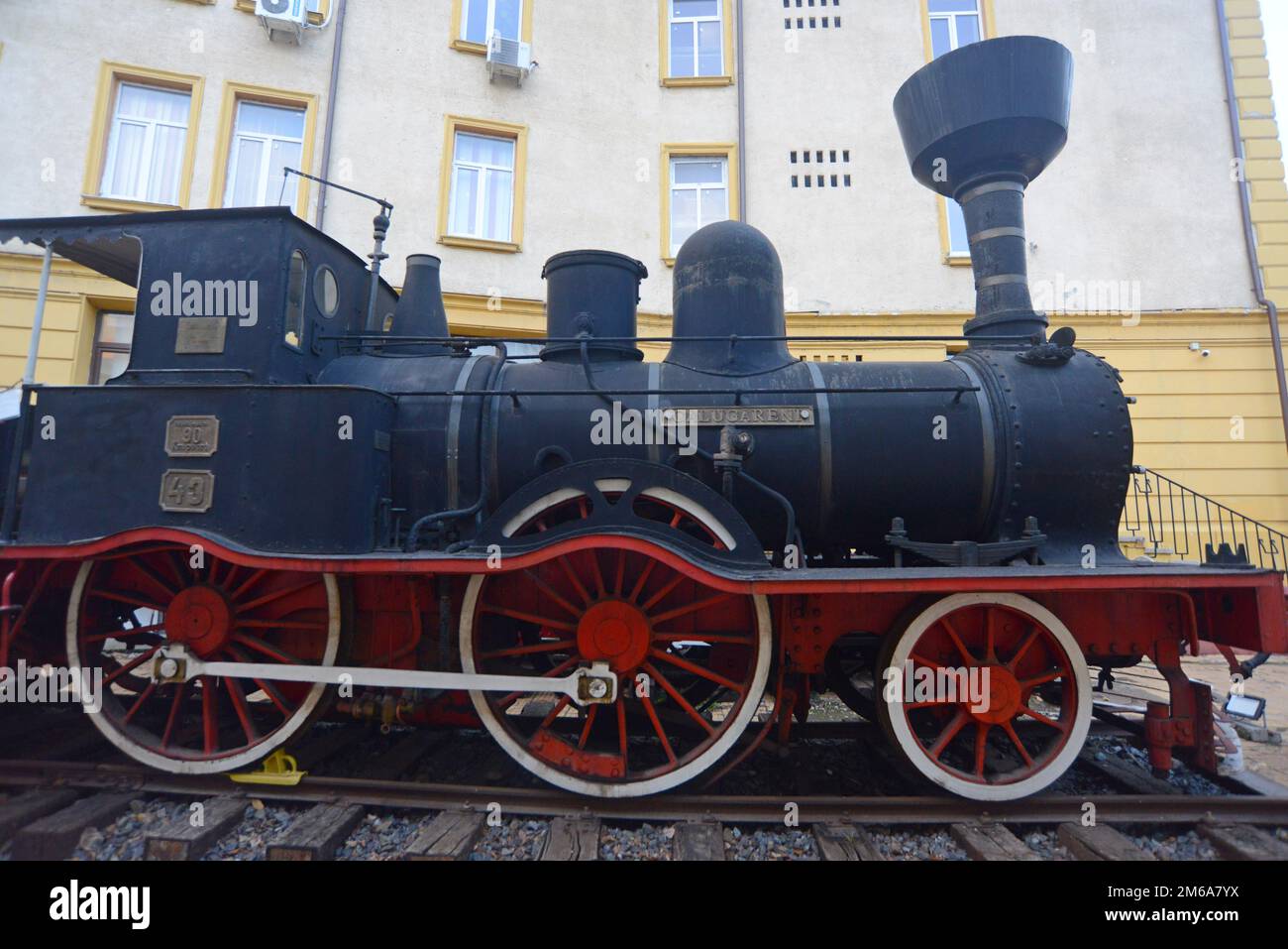 Preserved vintage steam locomotives at the Bucharest railway museum ...