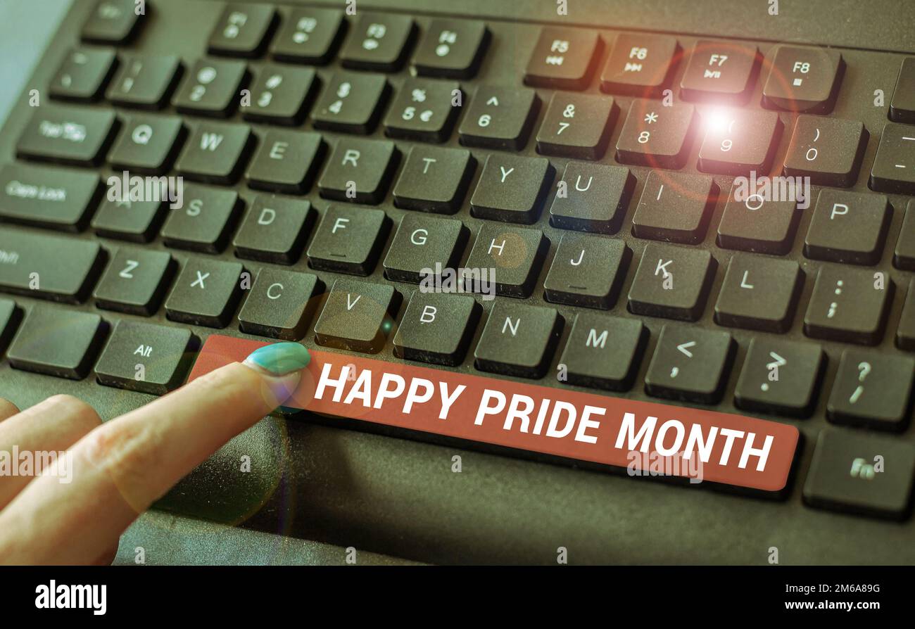 Text caption presenting Happy Pride Month. Business approach period of ...
