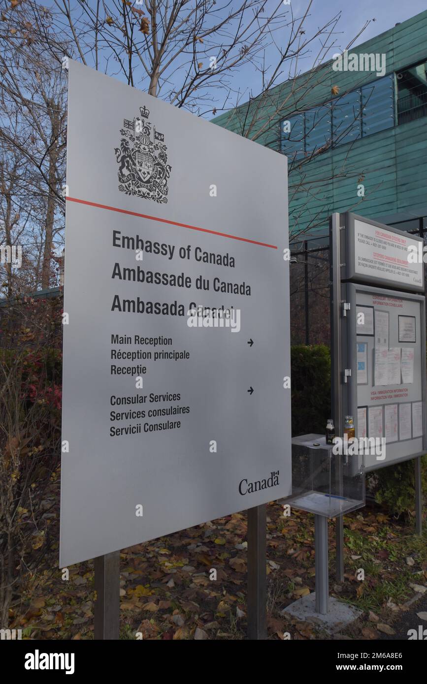 The Canadian embassy building and entrance in Bucharest, Romania Stock ...